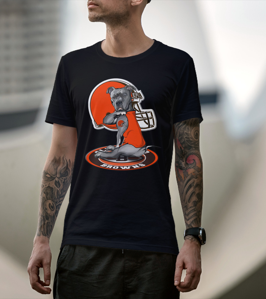 Cleveland Browns Dog Mascot With Helmet And Team T-Shirt