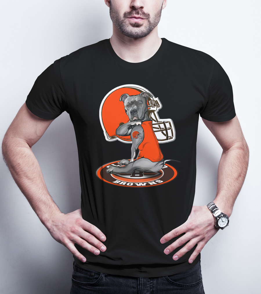 Cleveland Browns Dog Mascot With Helmet And Team T-Shirt