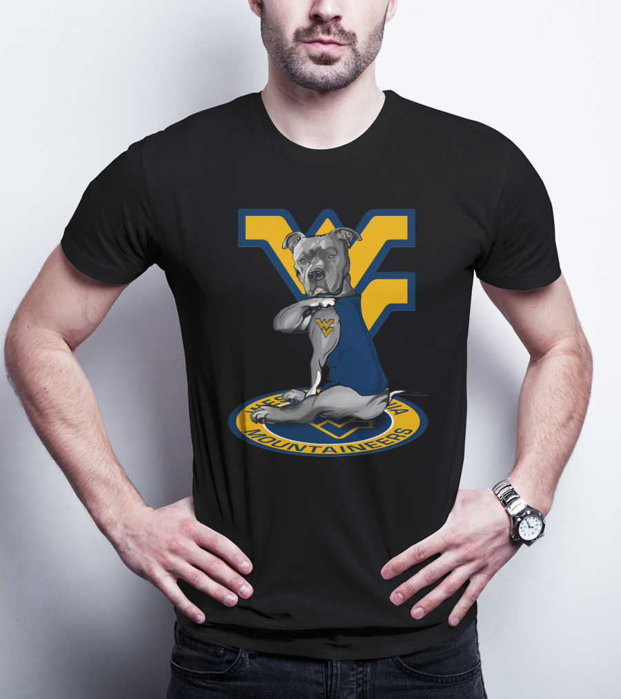 West Virginia Mountaineers Dog With Logo And Team Colors T-Shirt