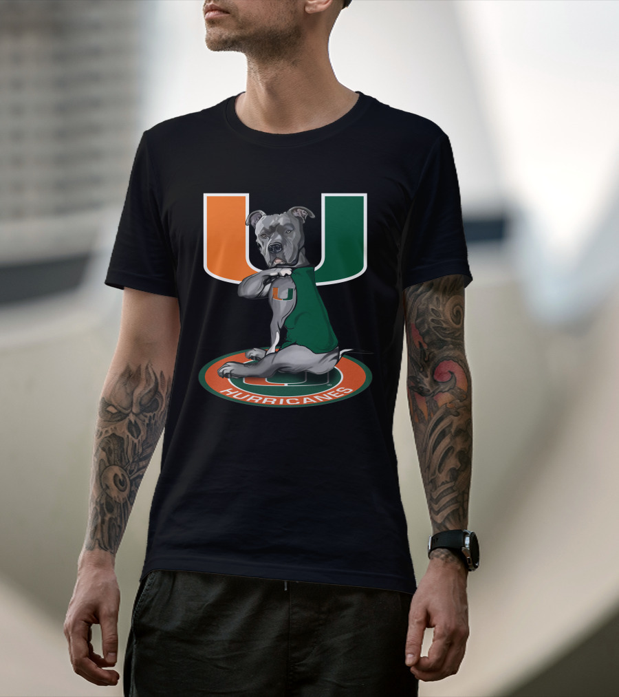 Miami Hurricanes Dog Mascot With U T-Shirt