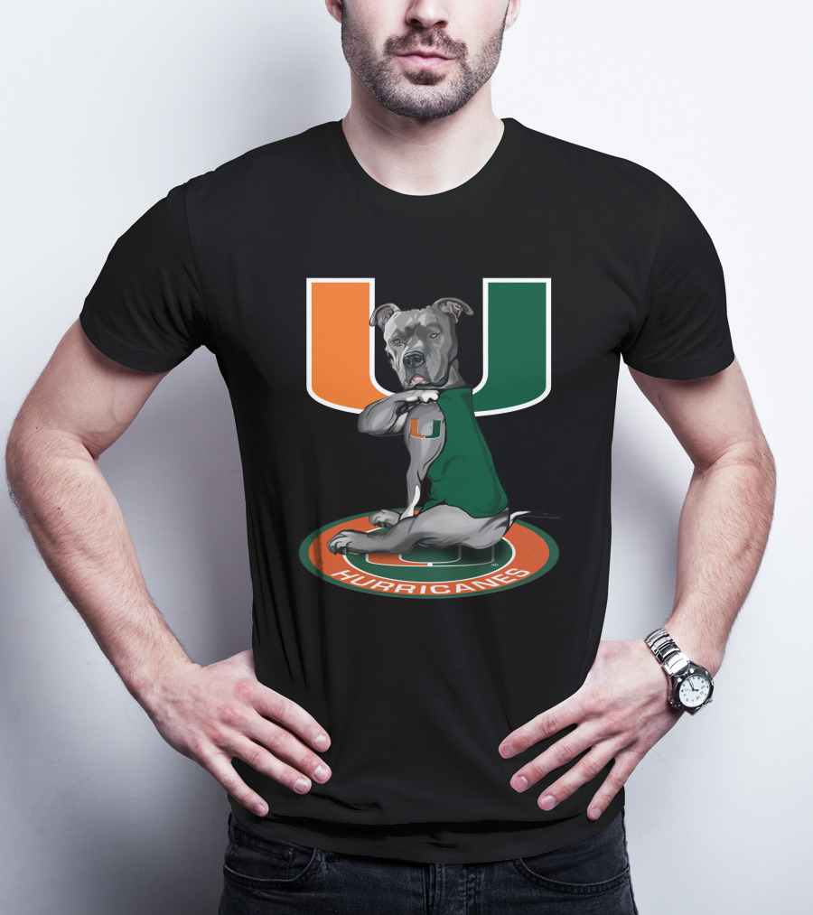 Miami Hurricanes Dog Mascot With U T-Shirt