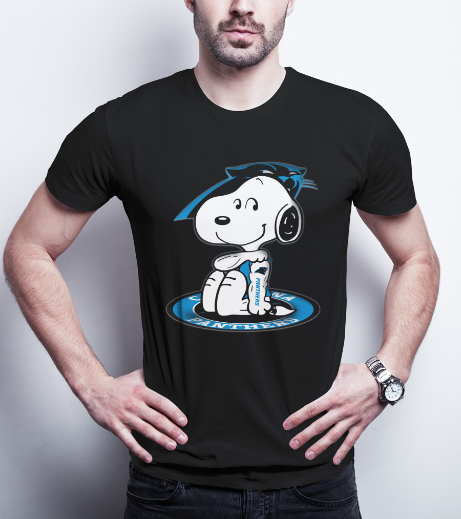 Snoopy Carolina Panthers Blue Football Fan T-Shirt