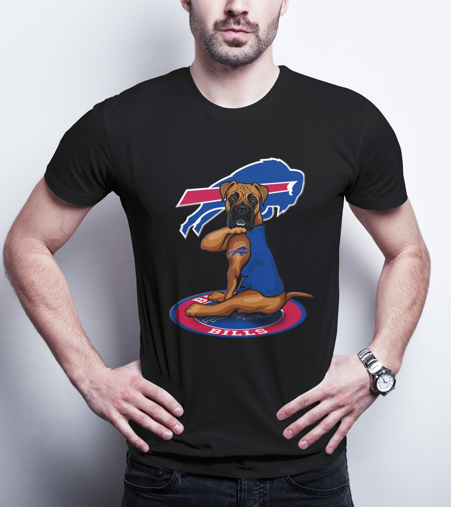 Buffalo Bills Dog Mascot With Team Logo And Jersey T-Shirt