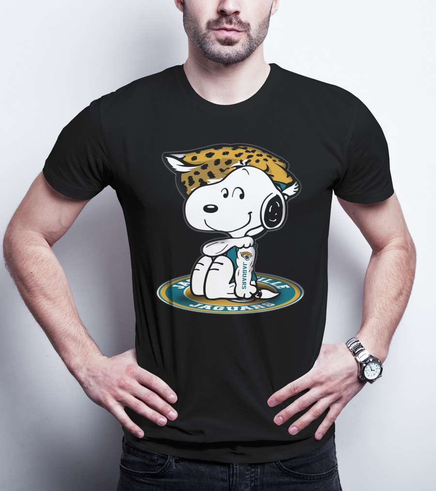 Snoopy Wearing Jacksonville Jaguars Gear With Jaguars Helmet T-Shirt