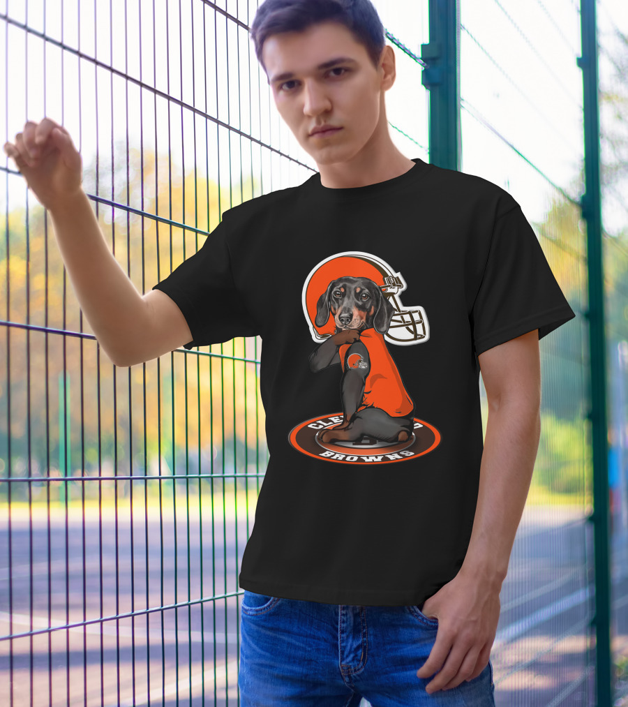 Cleveland Browns Dog In Football Helmet And Jersey T-Shirt