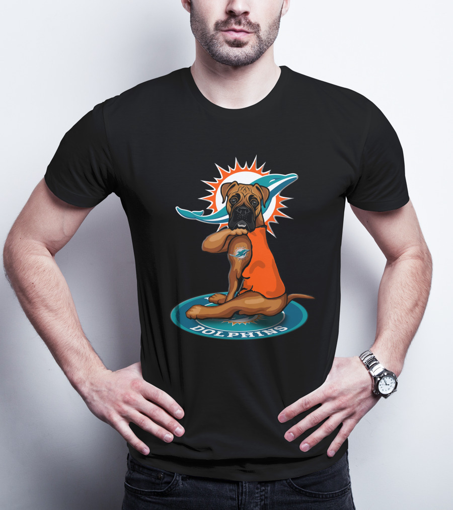 Miami Dolphins Boxer Dog T-Shirt