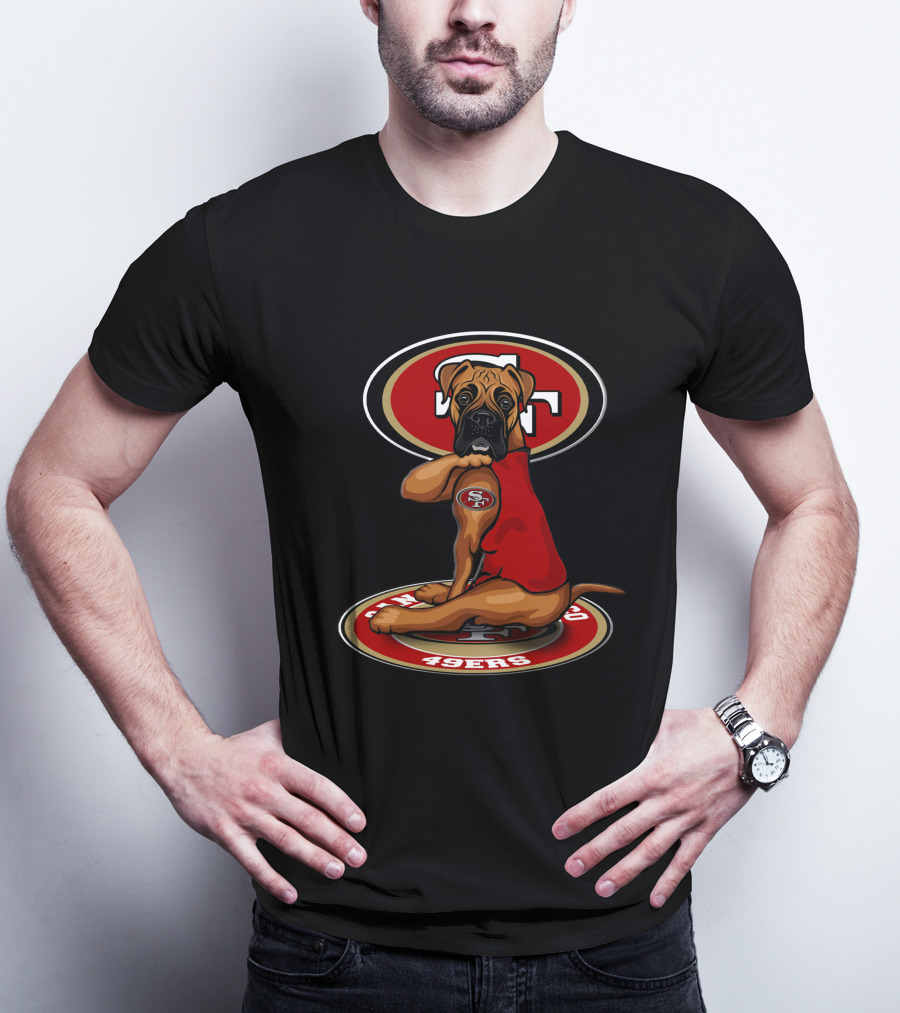 San Francisco 49ers Boxer Dog Emblem With Red Jersey T-Shirt