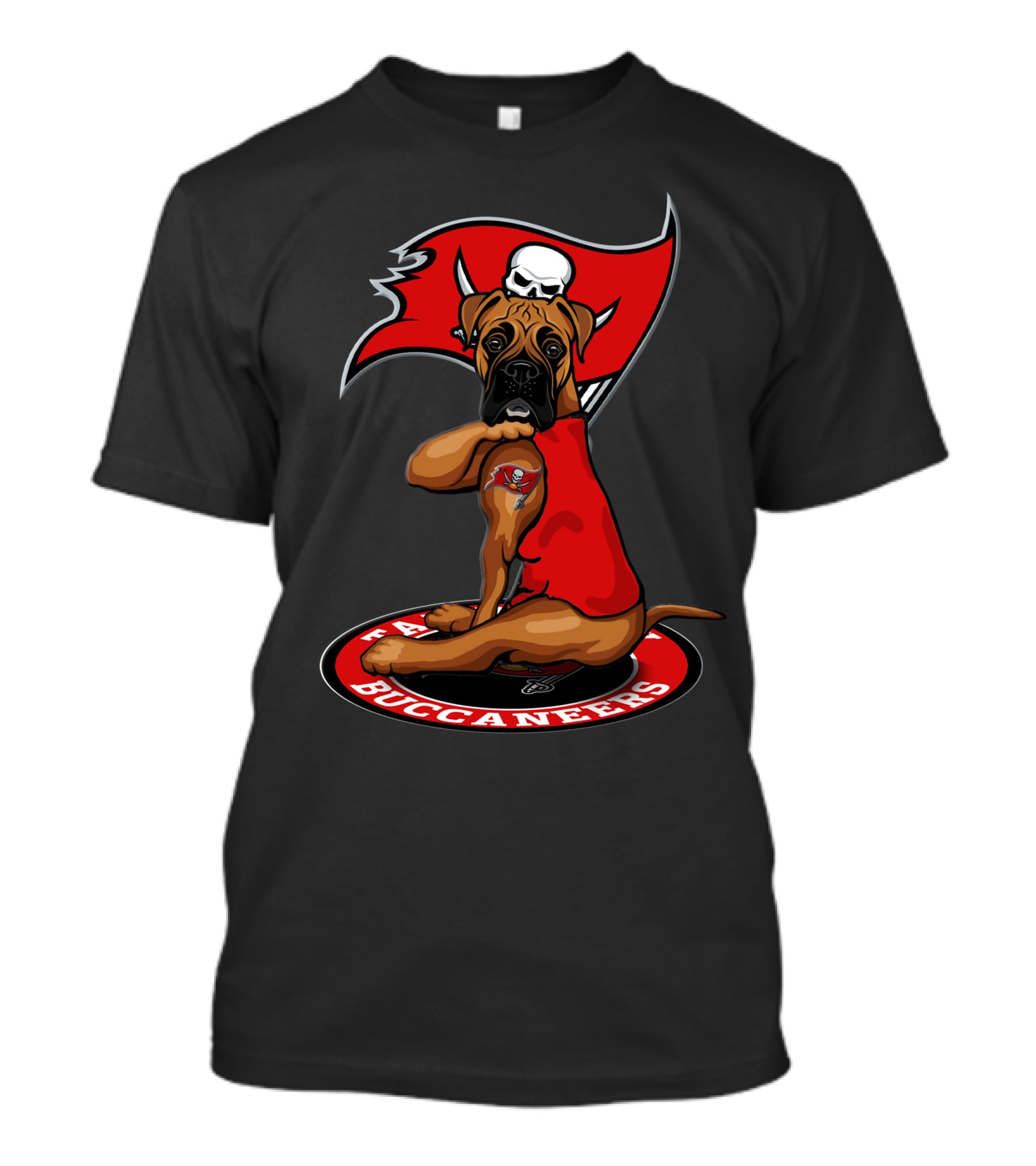 Tampa Bay Buccaneers Dog With Tattoo And Flag T-Shirt