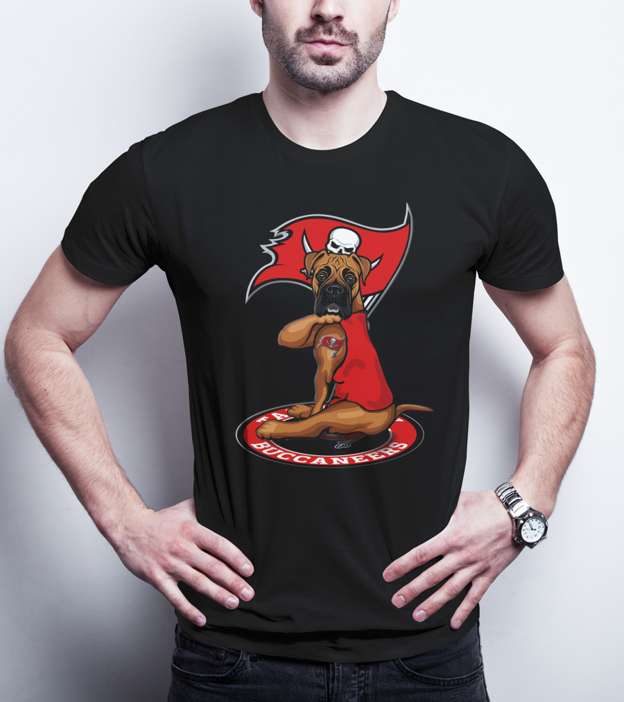 Tampa Bay Buccaneers Dog With Tattoo And Flag T-Shirt