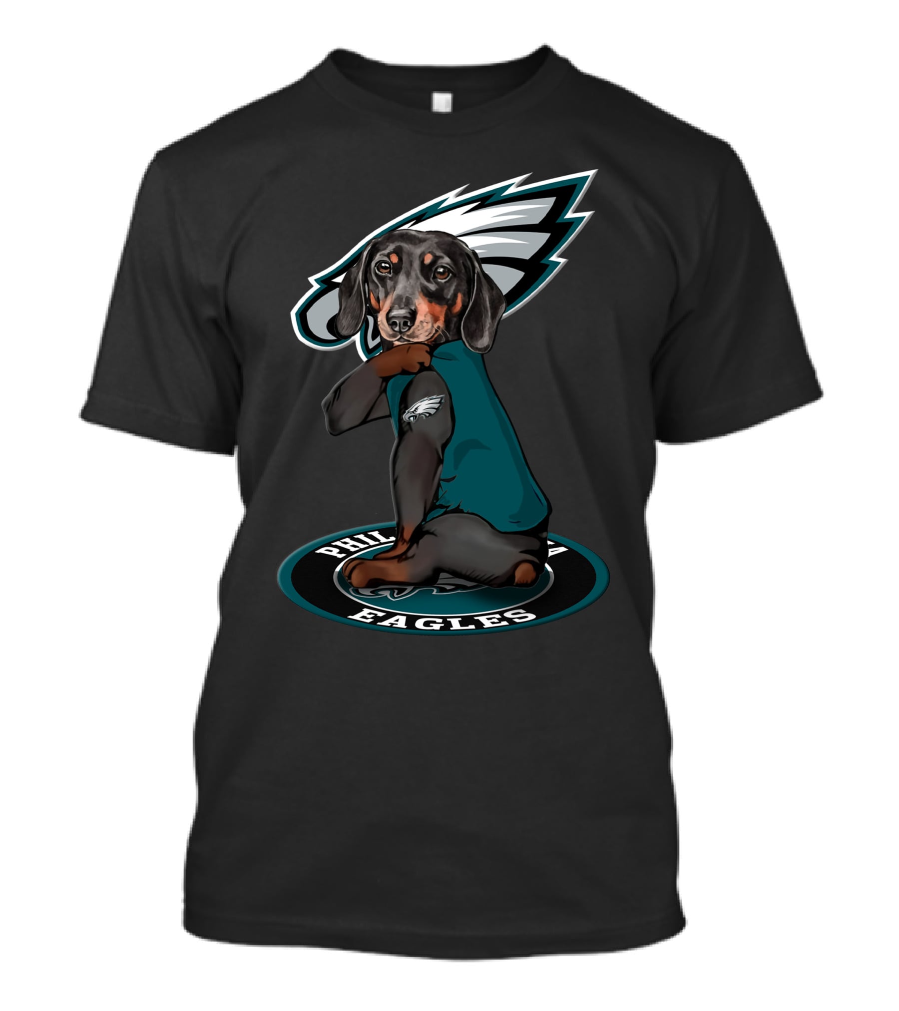 Philadelphia Eagles Dog With Team Logo And Jersey T-Shirt