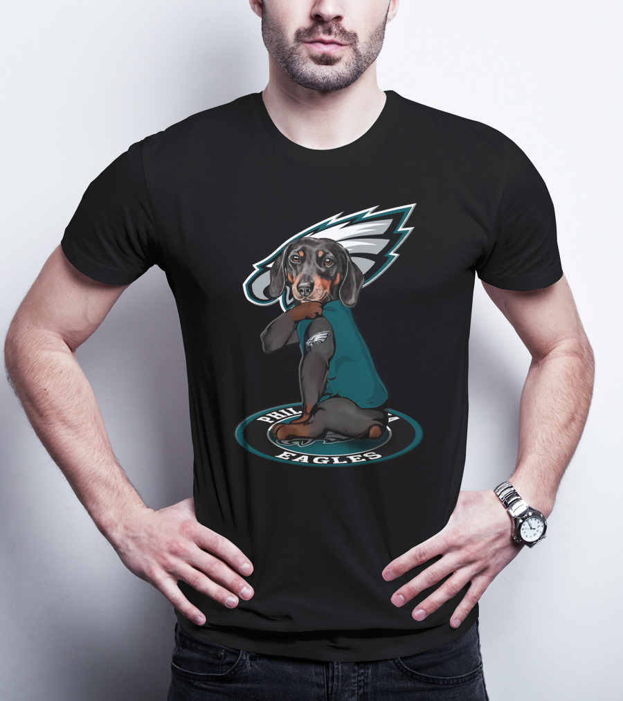 Philadelphia Eagles Dog With Team Logo And Jersey T-Shirt