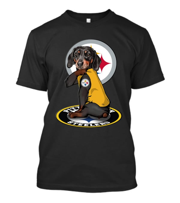 Pittsburgh Steelers Dog With Team Logo In Yellow Jersey T-Shirt