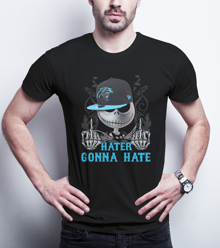 Hater Gonna Hate Carolina Panthers Skeleton Hat T-Shirt