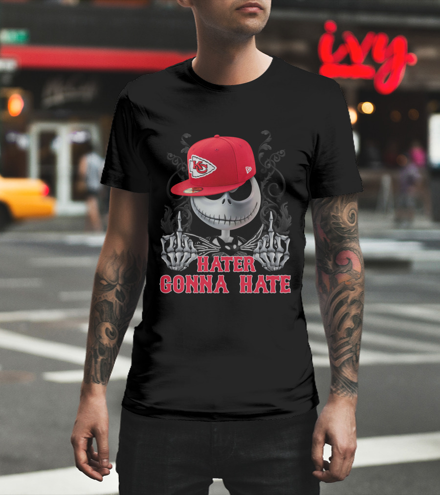 Hater Gonna Hate Kansas City Chiefs Jack Skellington Red Hat T-Shirt