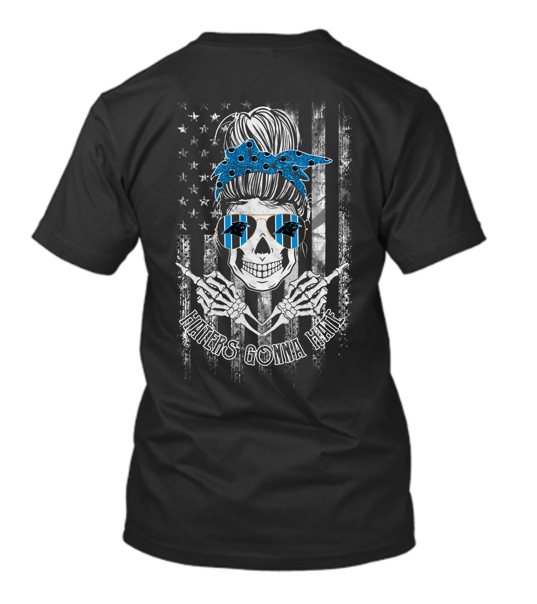 Haters Gonna Hate Carolina Panthers Skull With Bandana And Sunglasses T-Shirt