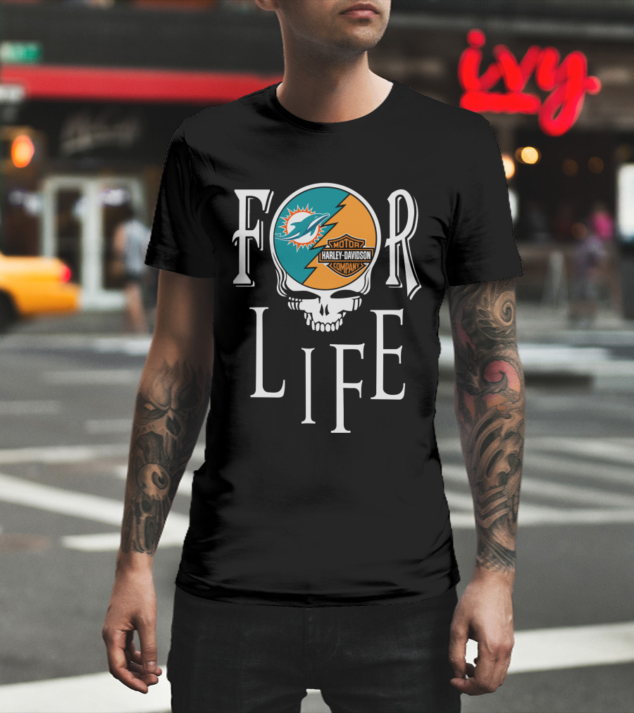 Miami Dolphins Harley Davidson Nfl For Life T-Shirt