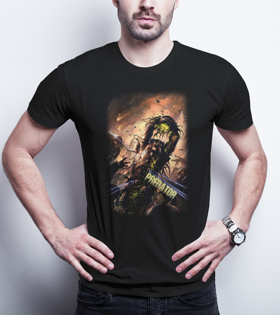 Predator Alien Creature Battle Scene T-Shirt