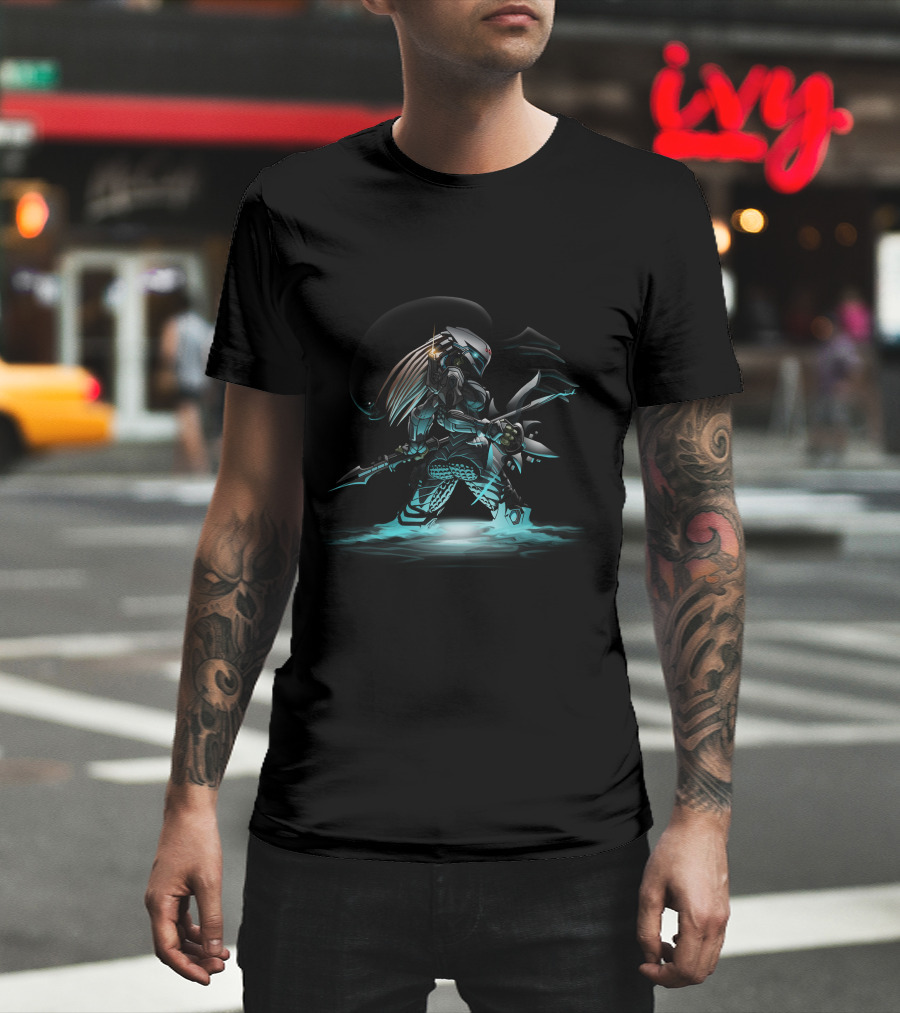 Predator Warrior Alien Hunter In Water Scene T-Shirt