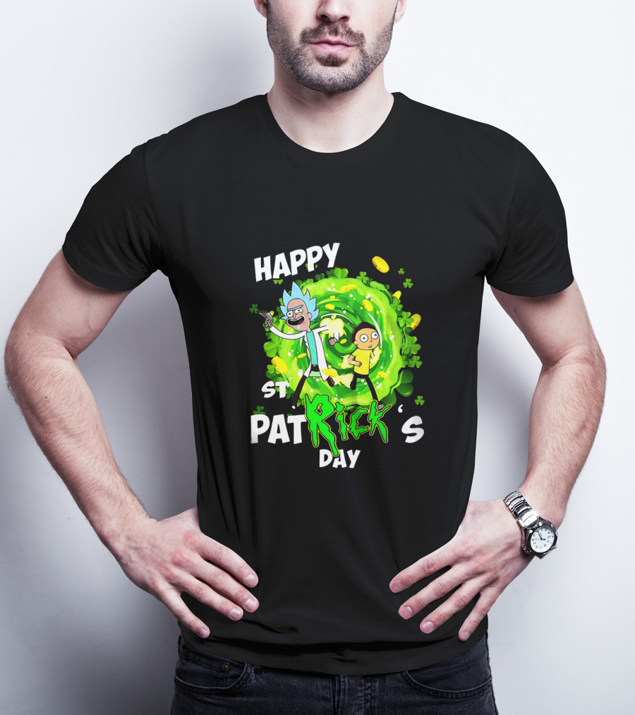 Happy St. Patrick's Day Rick And Morty Portal Adventure T-Shirt