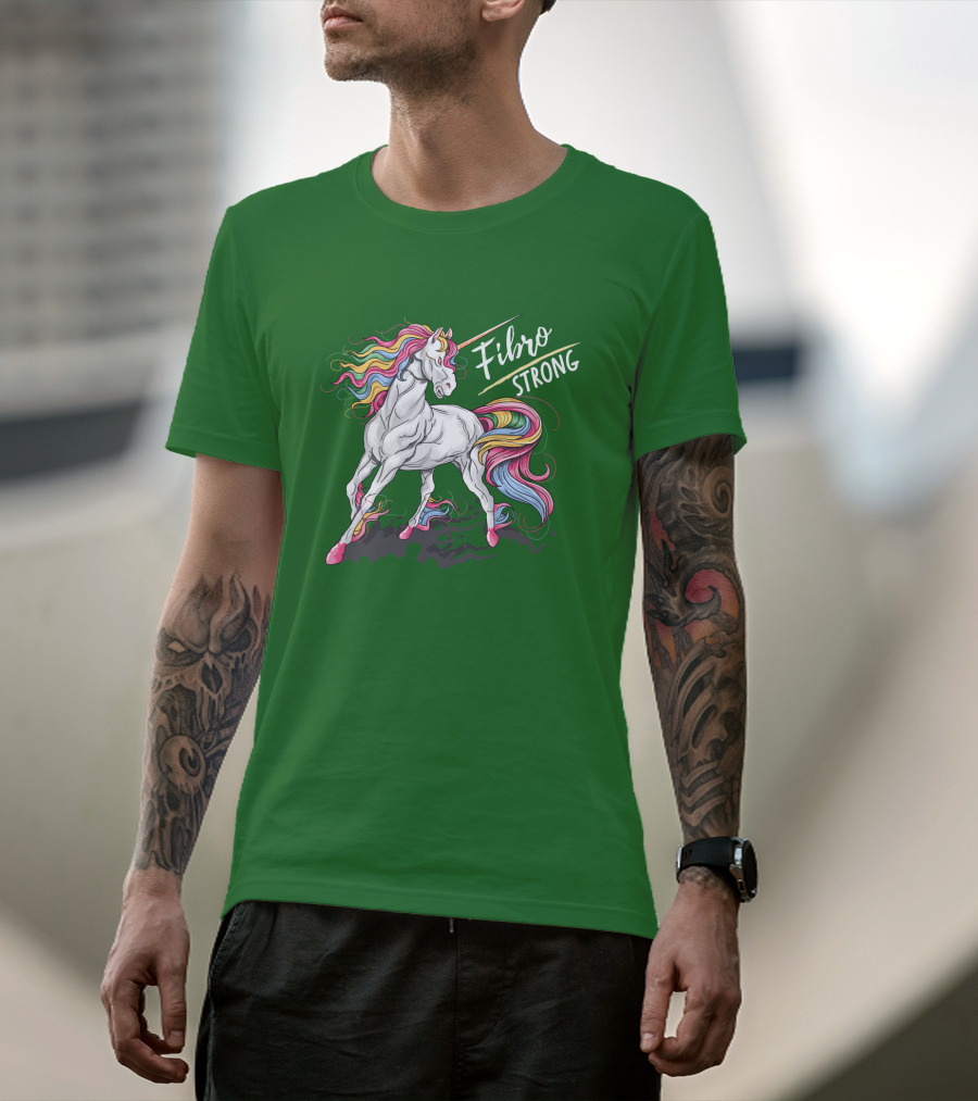Fibro Unicorn Strong Rainbow Mane T-Shirt