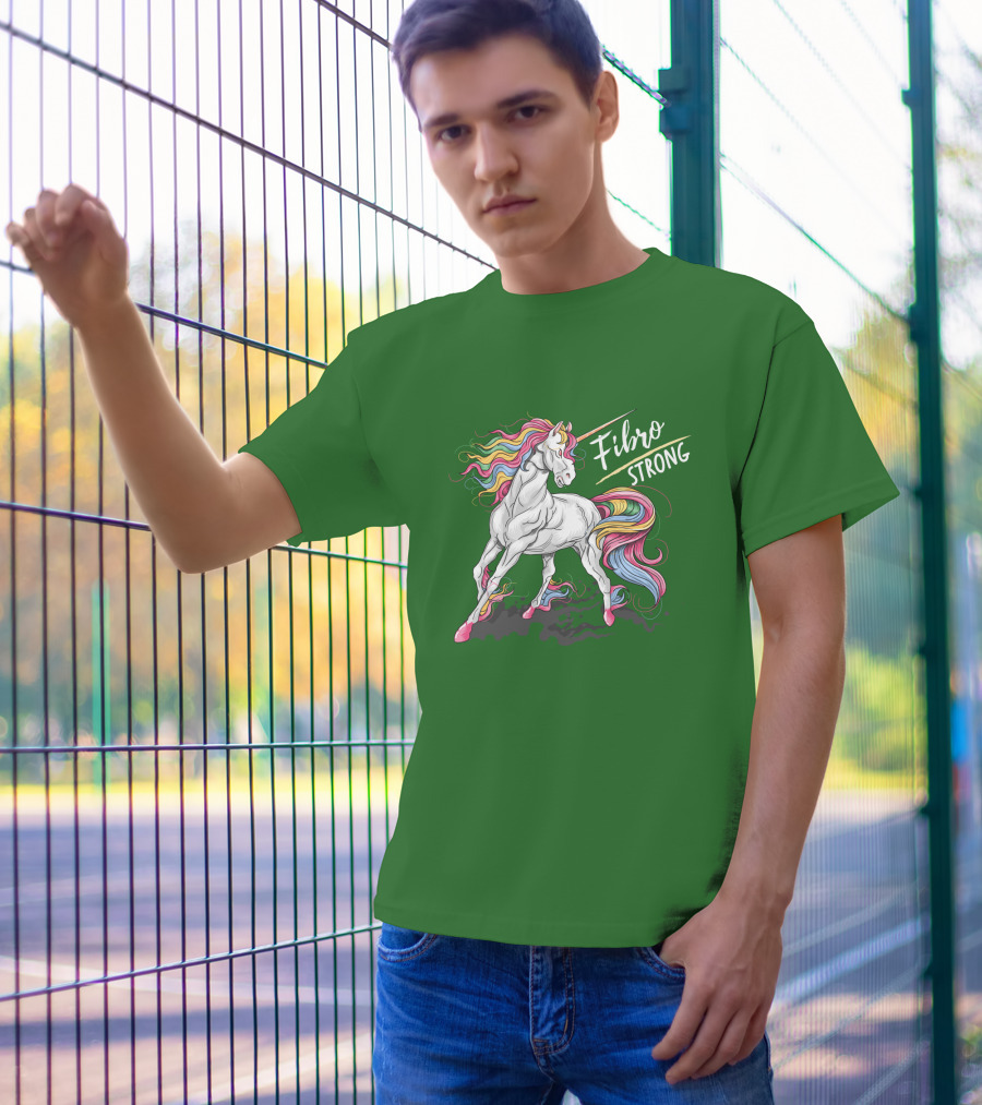 Fibro Unicorn Strong Rainbow Mane T-Shirt