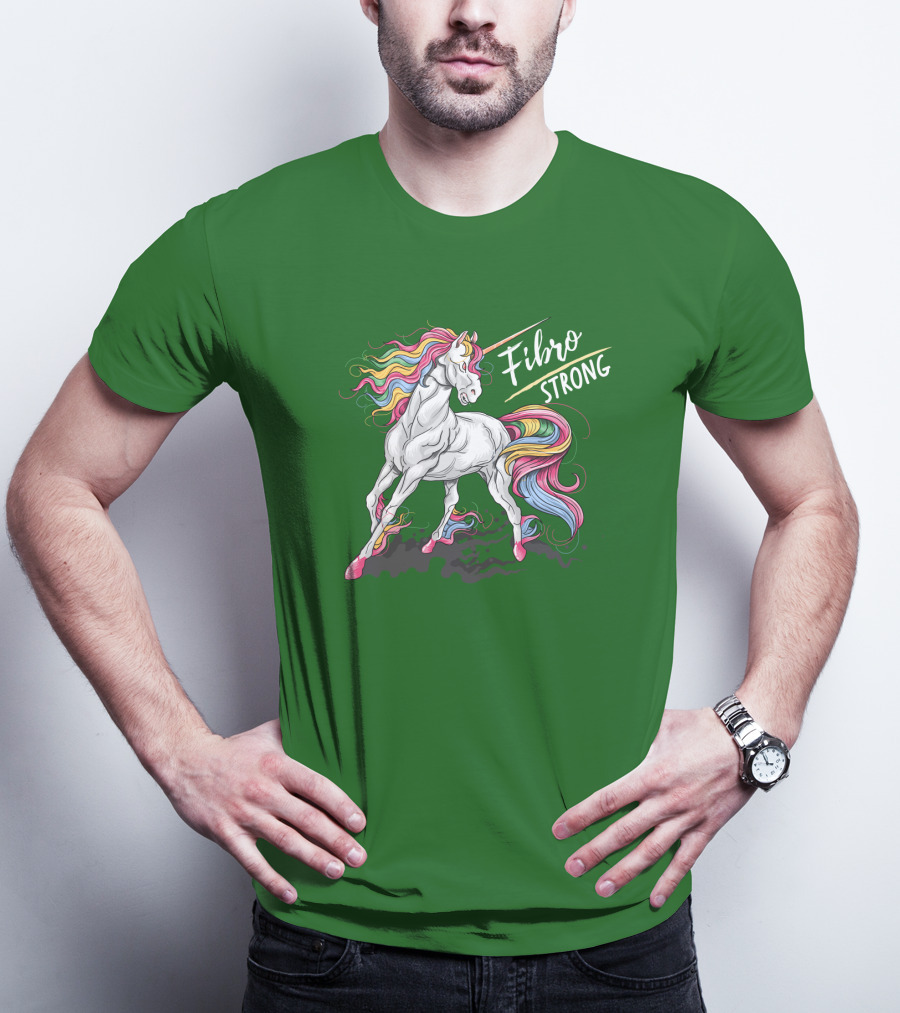 Fibro Unicorn Strong Rainbow Mane T-Shirt