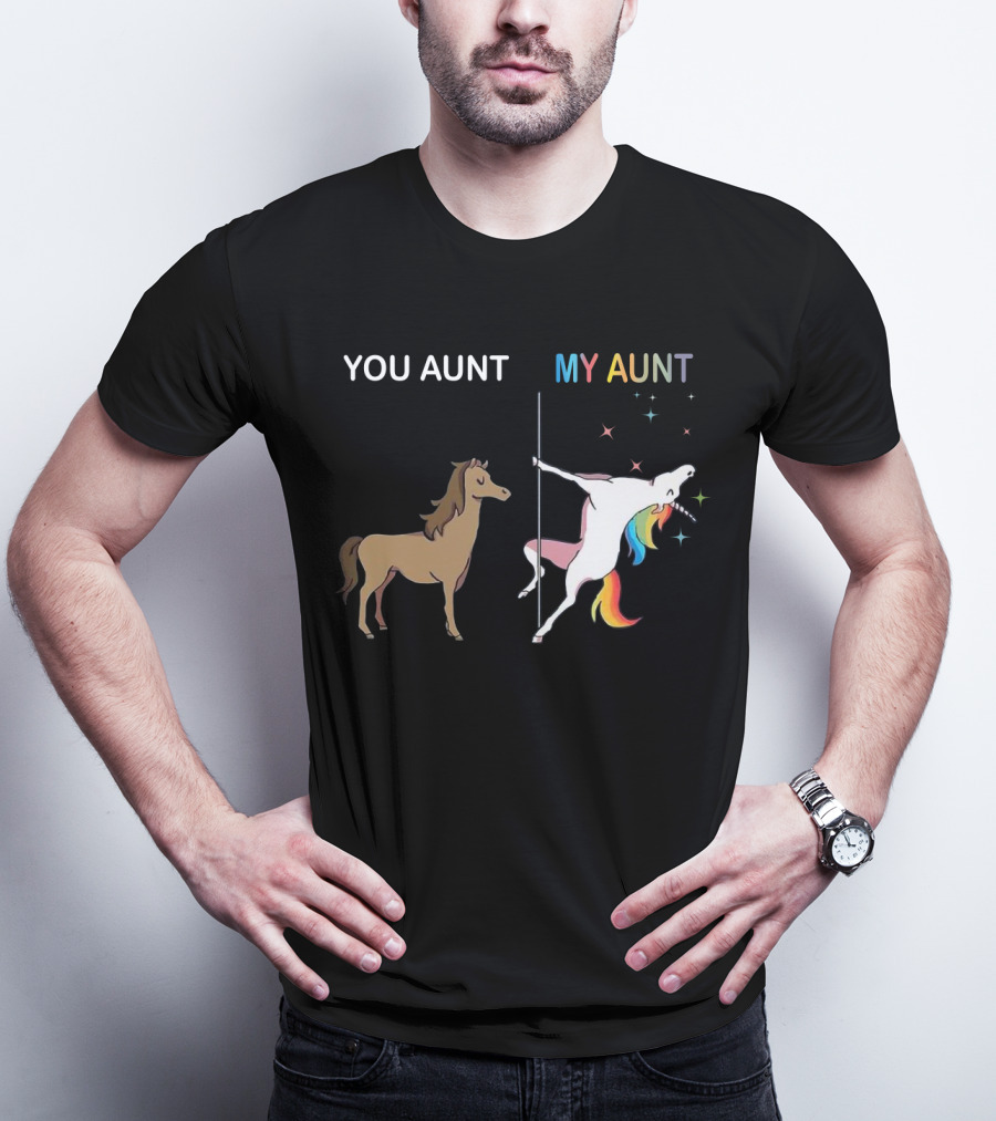 YOU AUNT MY AUNT Unicorn Rainbow Pole Dance T-Shirt