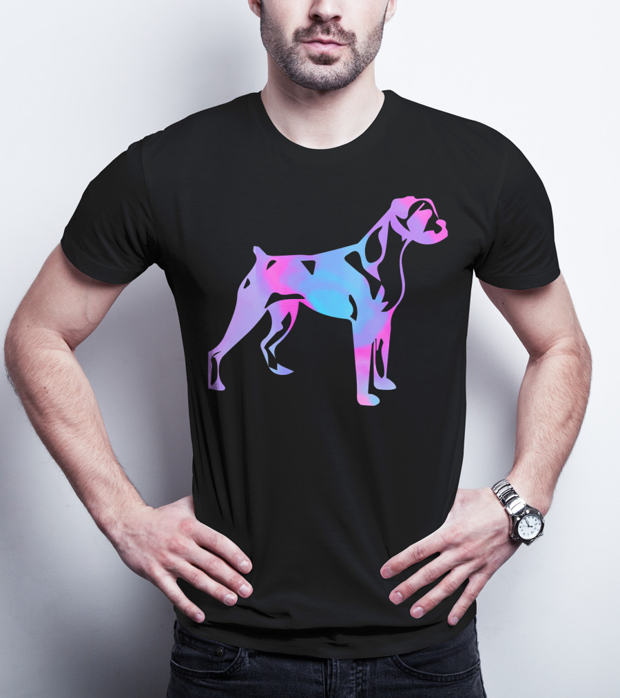 Colorful Watercolor Boxer Dog Psychedelic T-Shirt