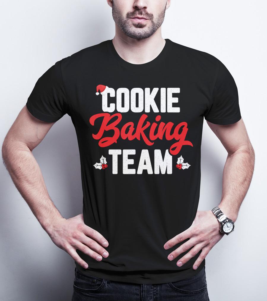 Cookie Baking Team Santa Hat Holly Christmas T-Shirt