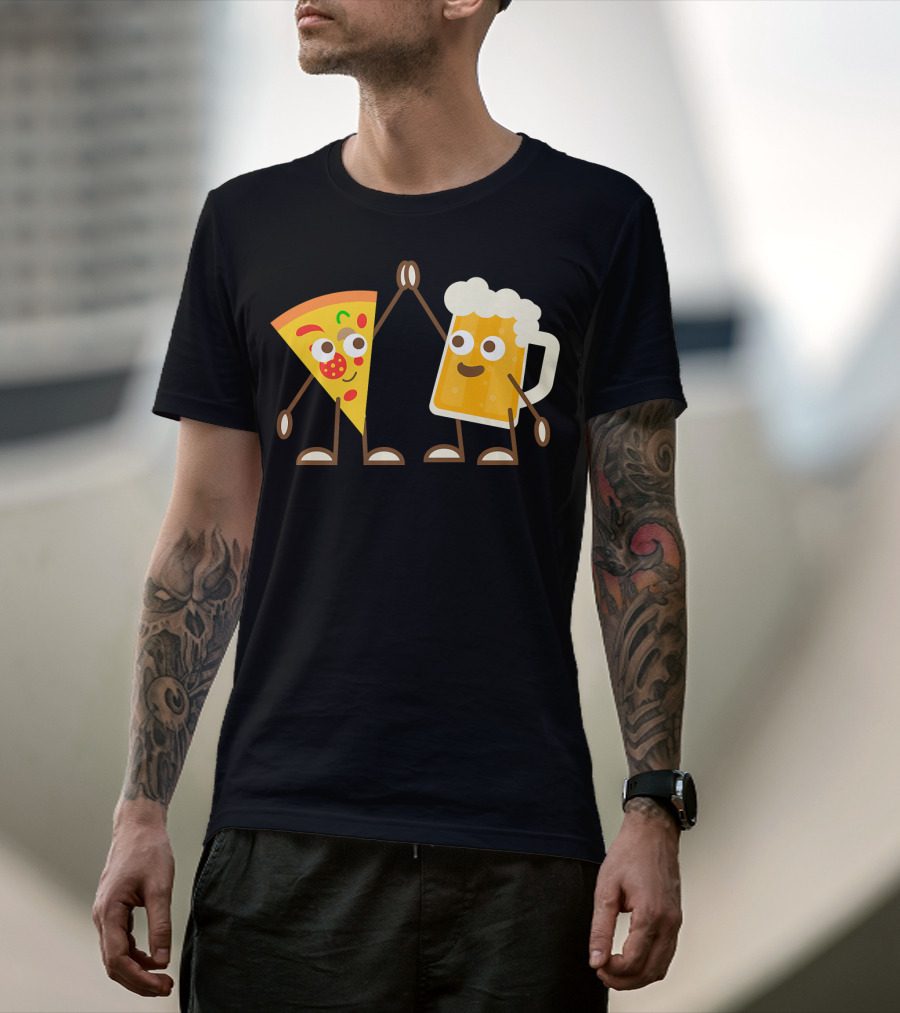 Pizza And Beer Slice High Five Fun T-Shirt