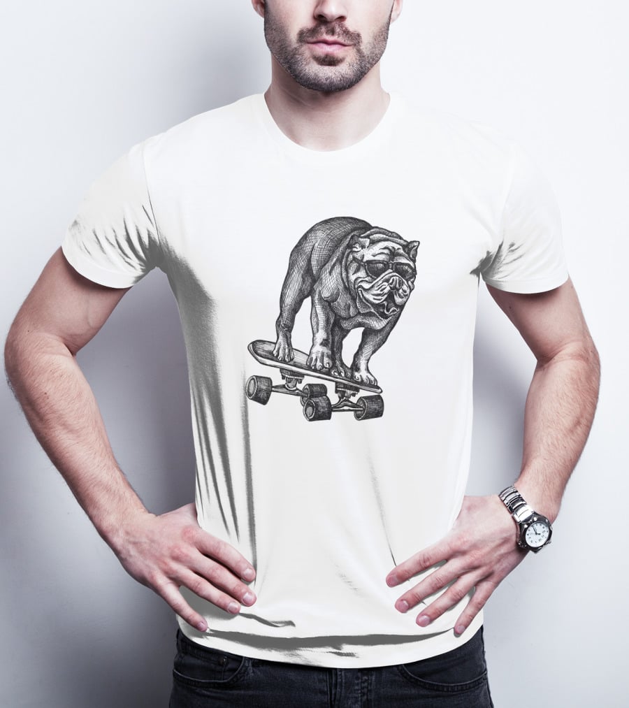 Cool Skateboarding English Bulldog T-Shirt