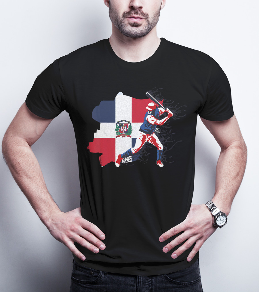 Dominican Republic Flag Baseball Batter T-Shirt