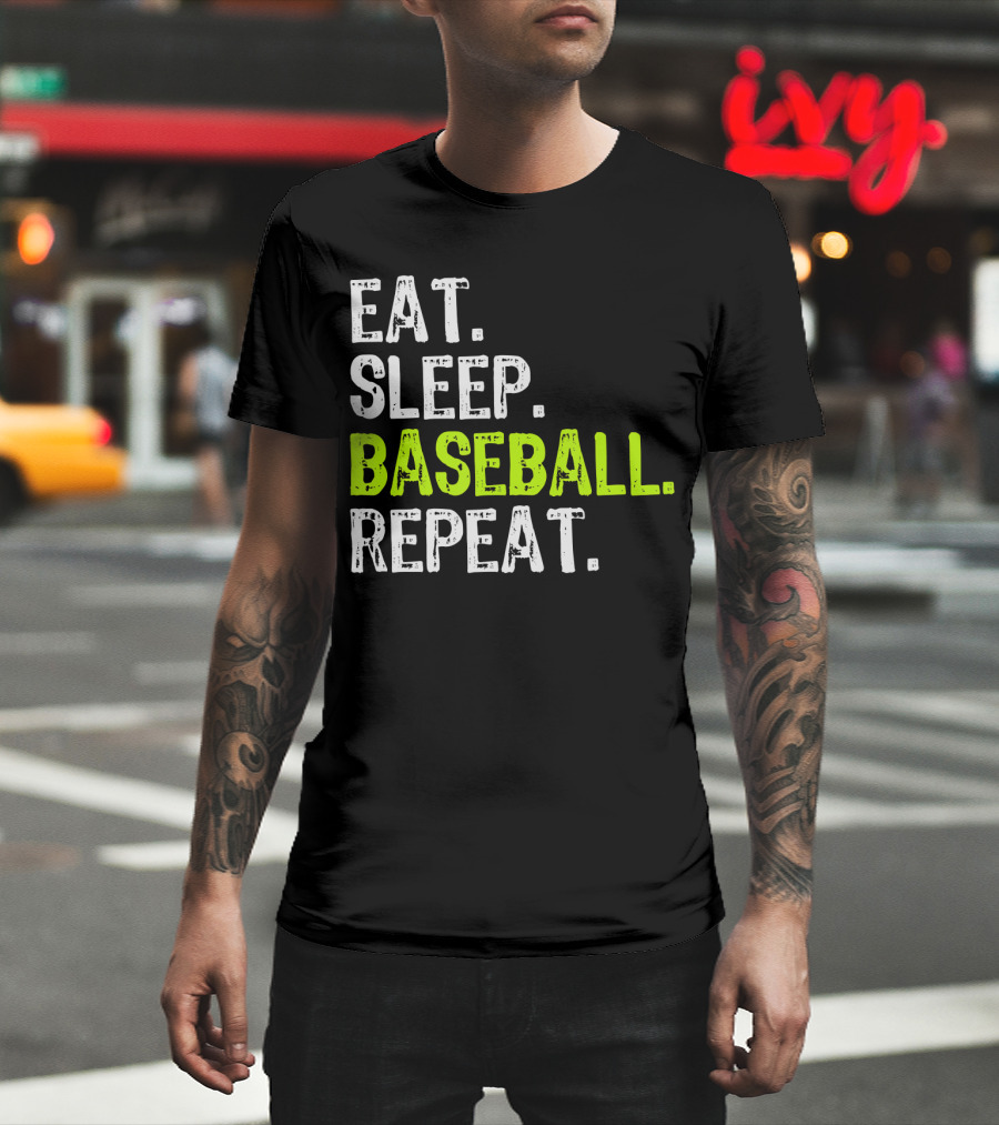 Eat Sleep Baseball Repeat Funny Cool Player Coach T-Shirt