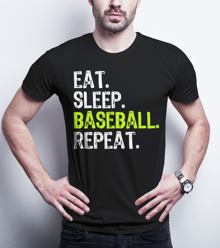 Eat Sleep Baseball Repeat Funny Cool Player Coach T-Shirt