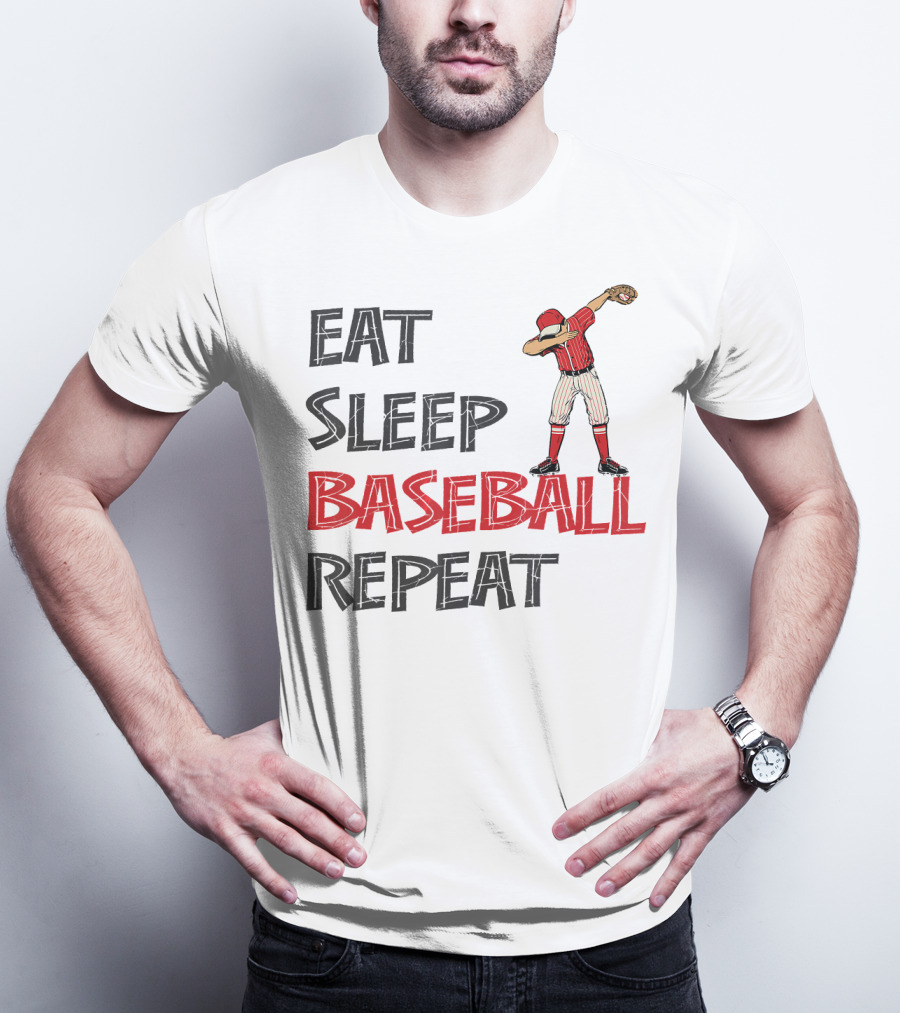 Eat Sleep Baseball Repeat Dabbing Player T-Shirt