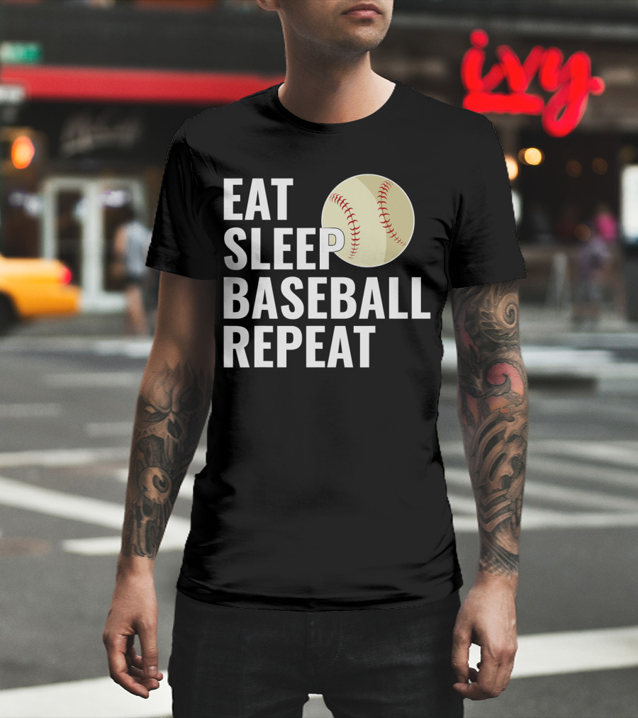 Eat Sleep Baseball Repeat Men Kid Bo Sports Lifestyle T-Shirt