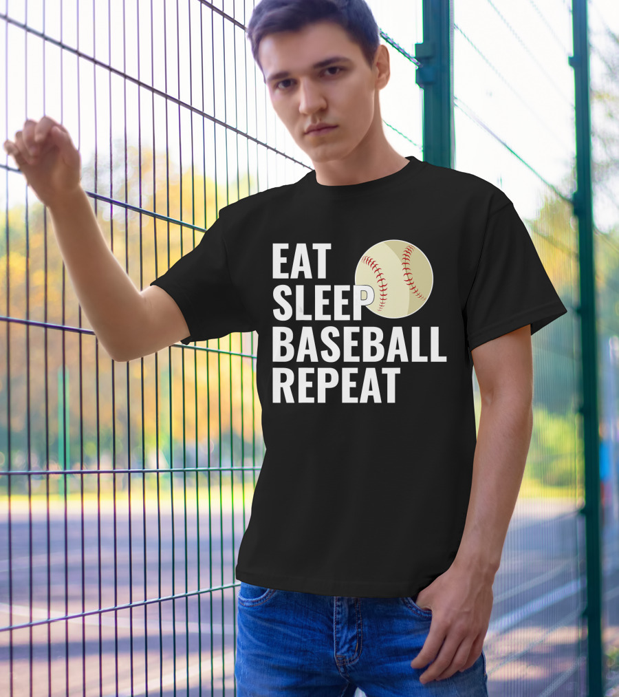 Eat Sleep Baseball Repeat Men Kid Bo Sports Lifestyle T-Shirt