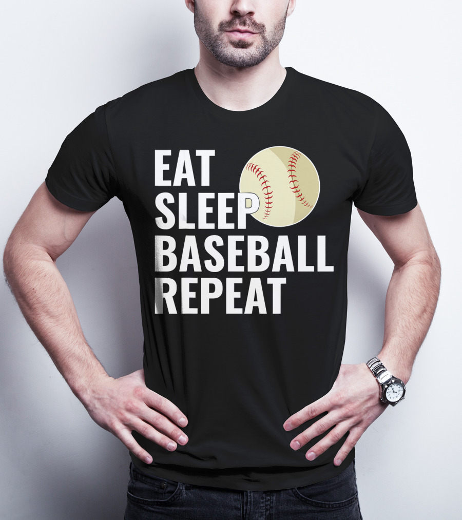 Eat Sleep Baseball Repeat Men Kid Bo Sports Lifestyle T-Shirt