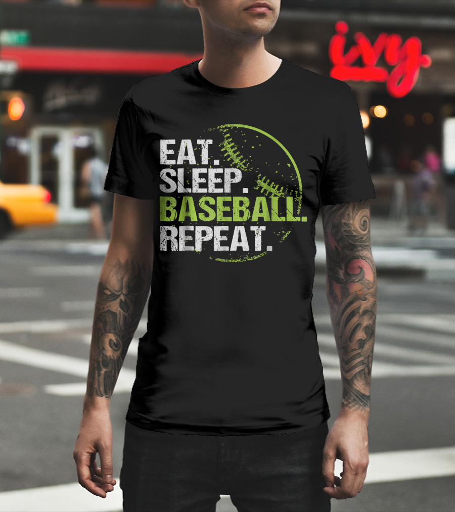 Eat Sleep Baseball Repeat Practice Training T-Shirt