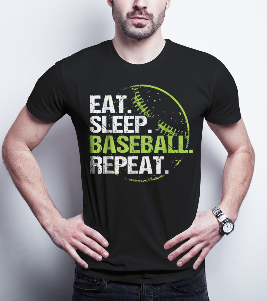 Eat Sleep Baseball Repeat Practice Training T-Shirt