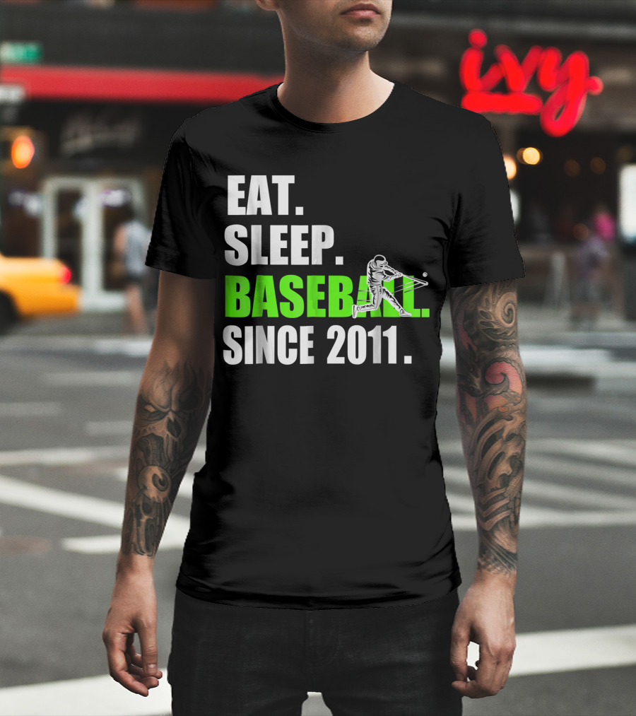 Eat Sleep Baseball Since 2011 Batter Swinging T-Shirt