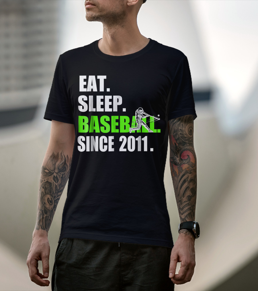 Eat Sleep Baseball Since 2011 Batter Swinging T-Shirt