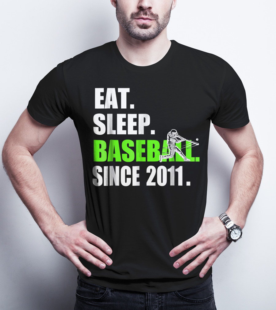 Eat Sleep Baseball Since 2011 Batter Swinging T-Shirt