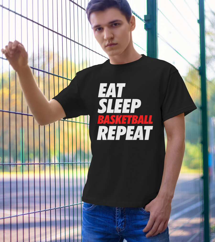 Eat Sleep Basketball Repeat Sports Fan Lifestyle Mantra T-Shirt