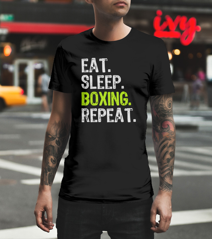 Eat Sleep Boxing Repeat Funny Coach T-Shirt
