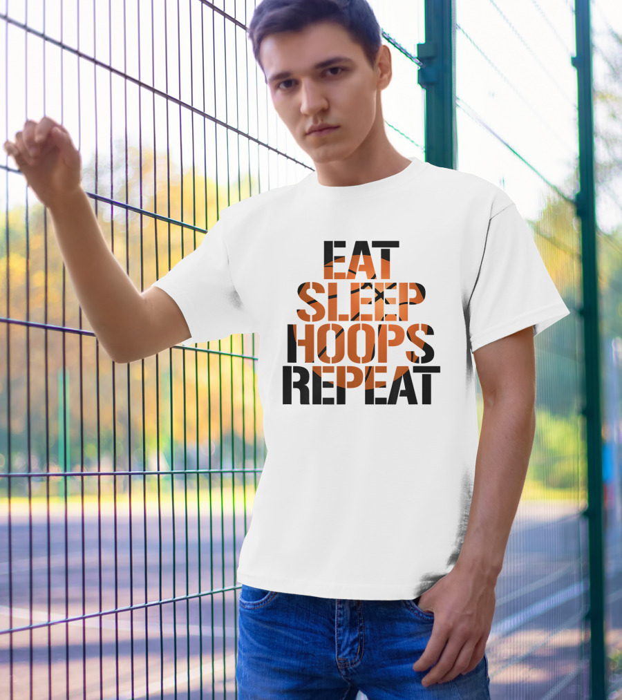 Eat Sleep Hoops Repeat Basketball Orange T-Shirt