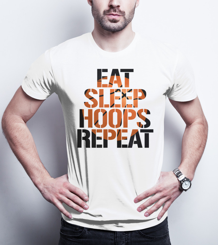 Eat Sleep Hoops Repeat Basketball Orange T-Shirt