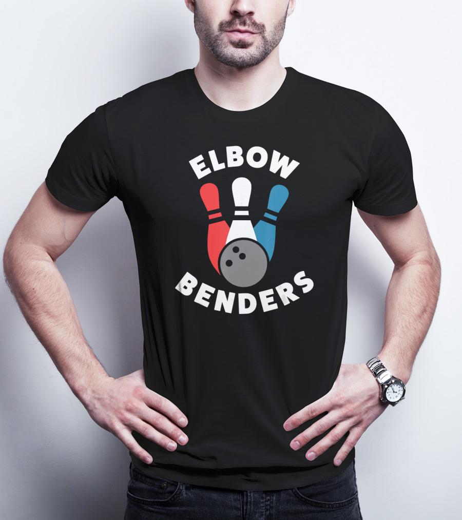 Elbow Benders Bowling League Team Pins And Ball T-Shirt