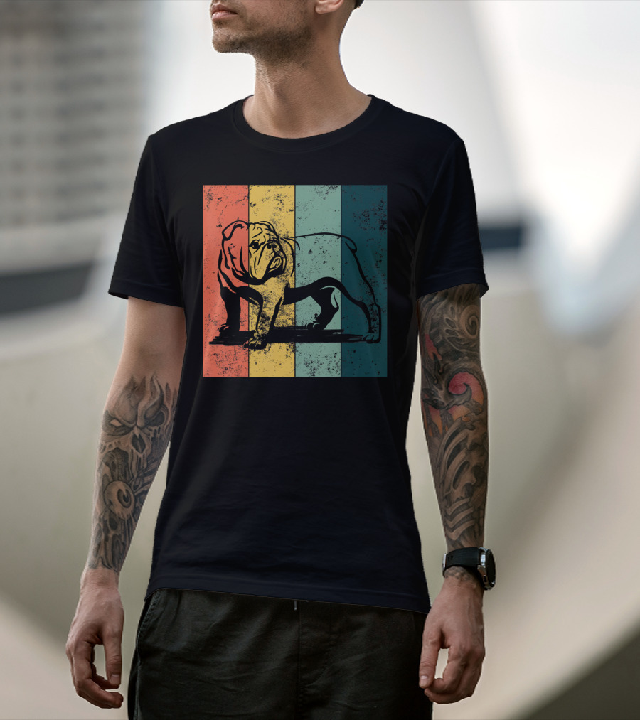 English Bulldog Vintage Stripe T-Shirt
