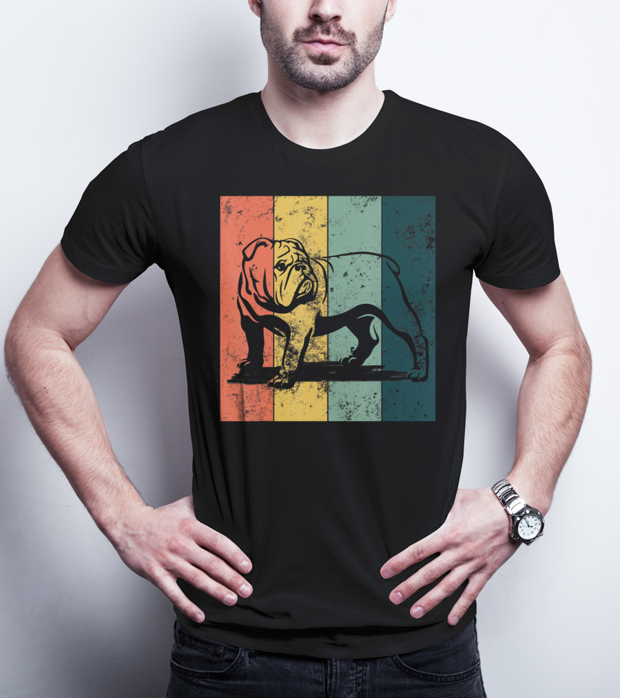 English Bulldog Vintage Stripe T-Shirt